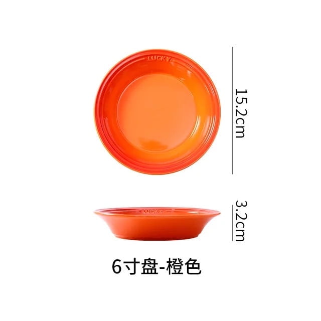 6-Inch Orange Dinner Plates Set – Creative Ceramic Bowls, Cutlery ...