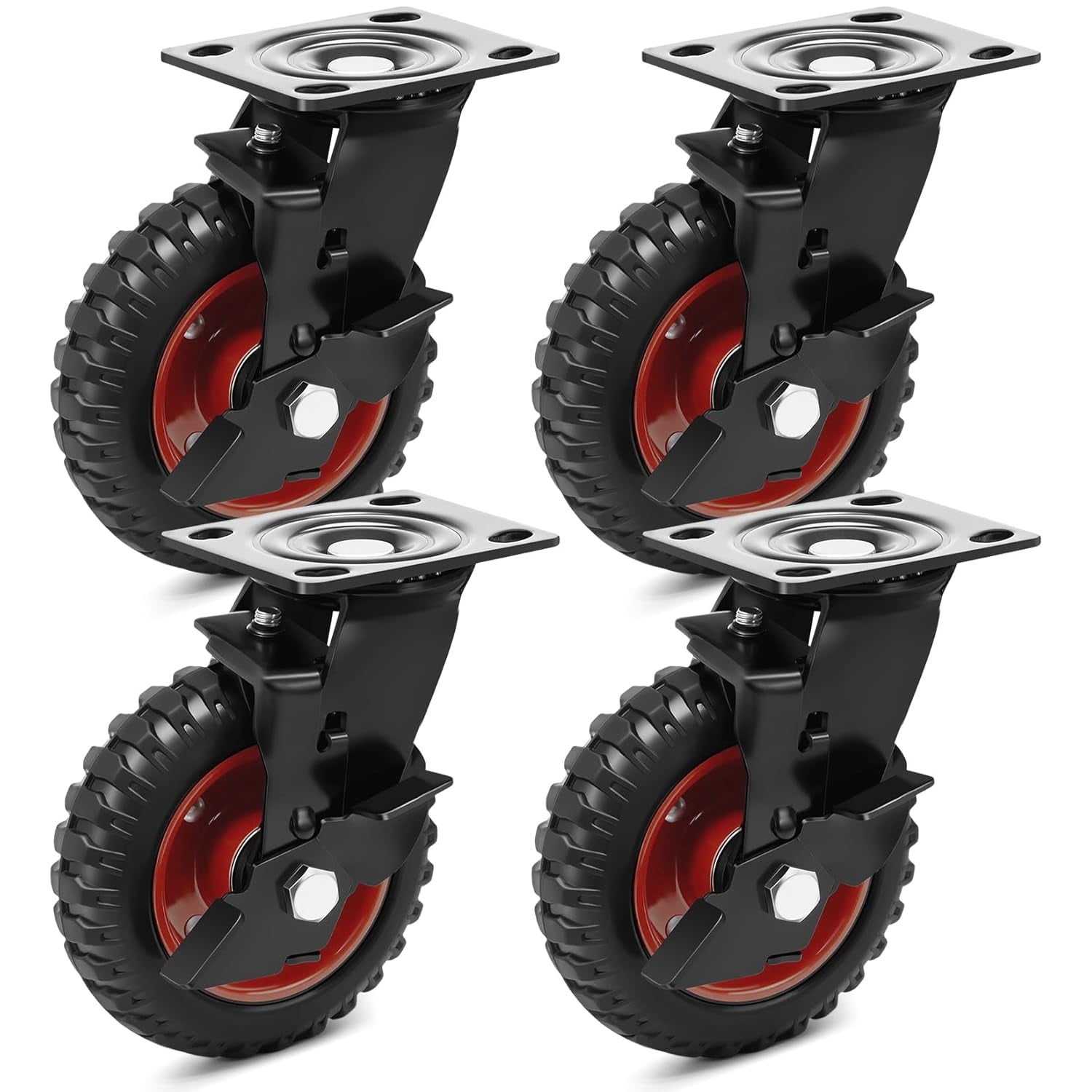 6 Inch Outdoor Heavy Duty Casters Wheels Set of 4, Sturdy Large Rubber ...