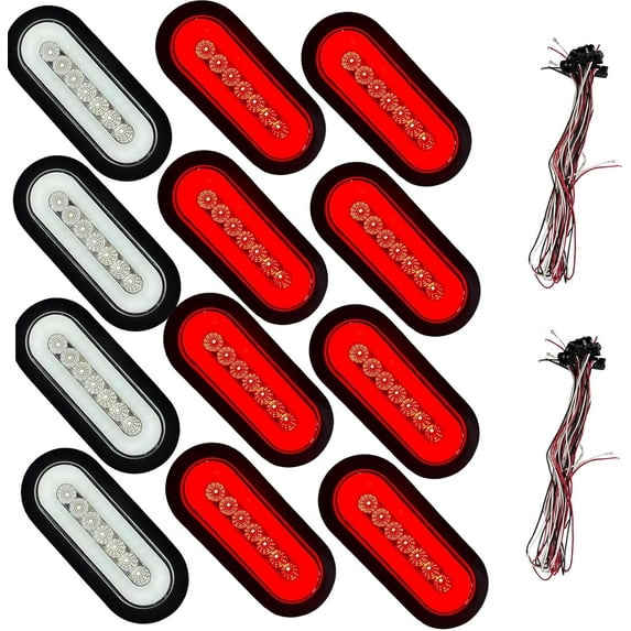 6 Inch Oval 41 LED Trailer Tail Light 12PCS Waterproof Stop Brake Turn ...