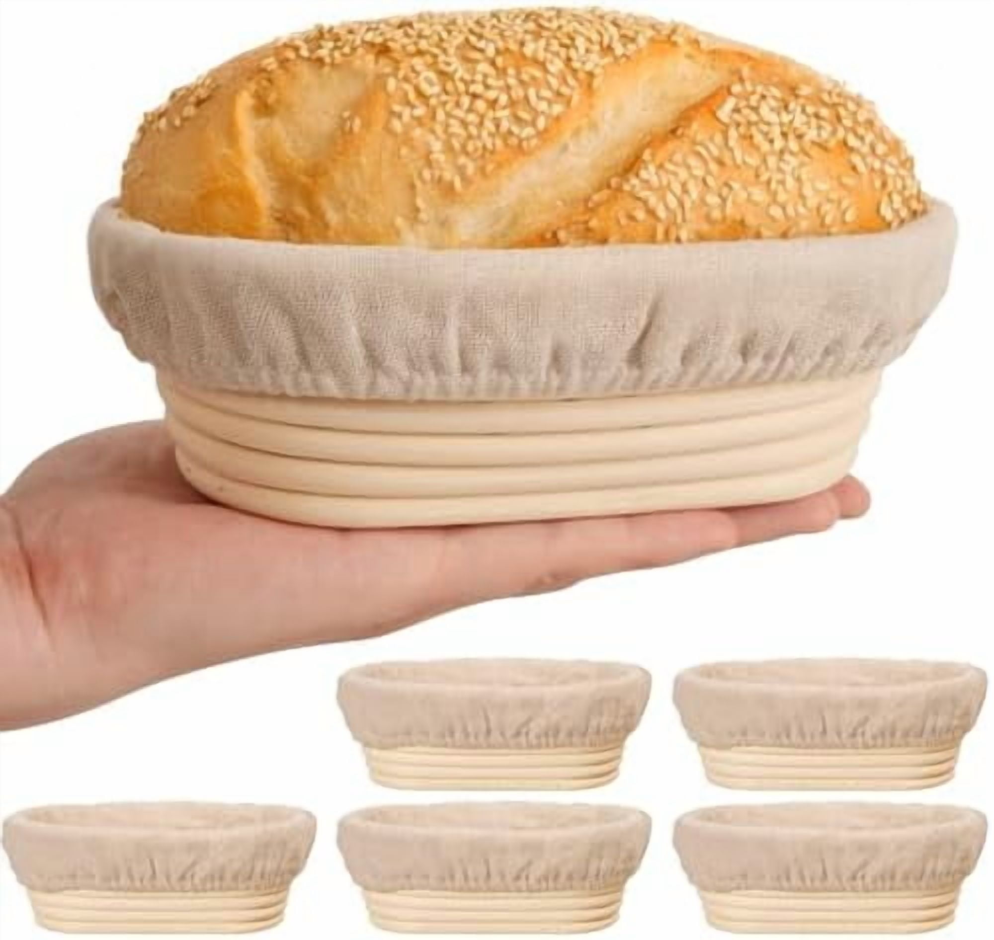 6 Inch Oval Banneton Bread Proofing Basket Set of 6, Mini Sourdough ...