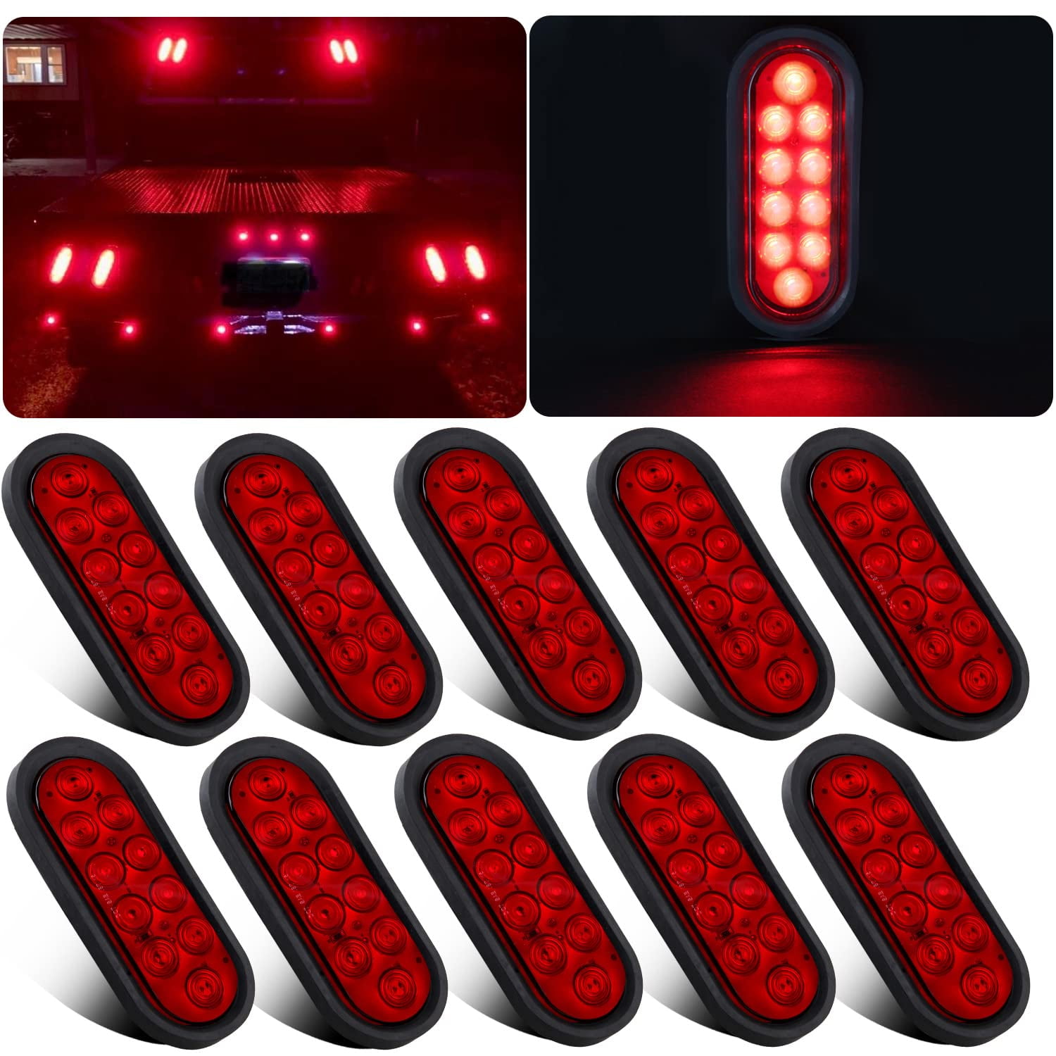 6 Inch Oval LED Trailer Tail BSL1 Lights 10 10Pcs Trailer Truck Brake ...