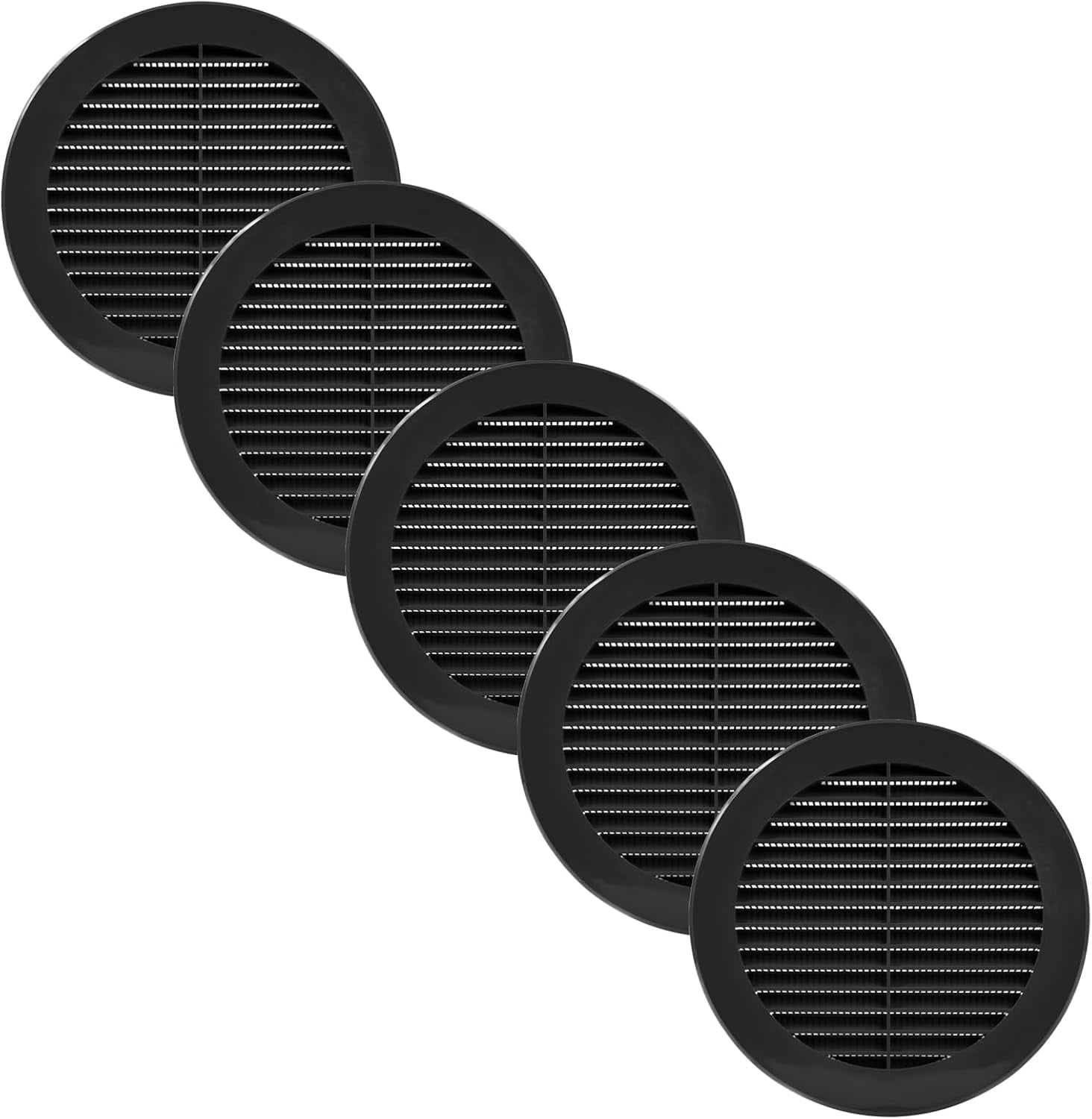 6'' Inch - Pack of 5 - Black Soffit Vent Cover - Round Intake or ...