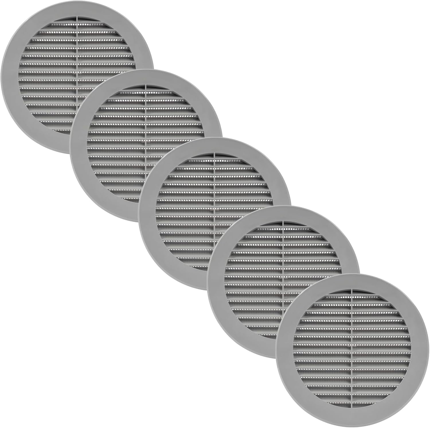 6 Inch Pack of 5 Grey Soffit Vent Cover - Round Air Vent Louver - Grill ...