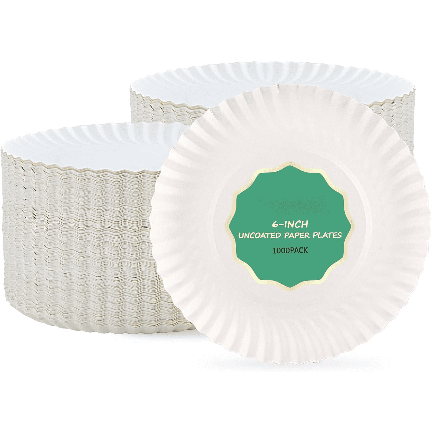 6 Inch Paper Plates 1000 Count, White Paper Plates Uncoated, Everyday ...