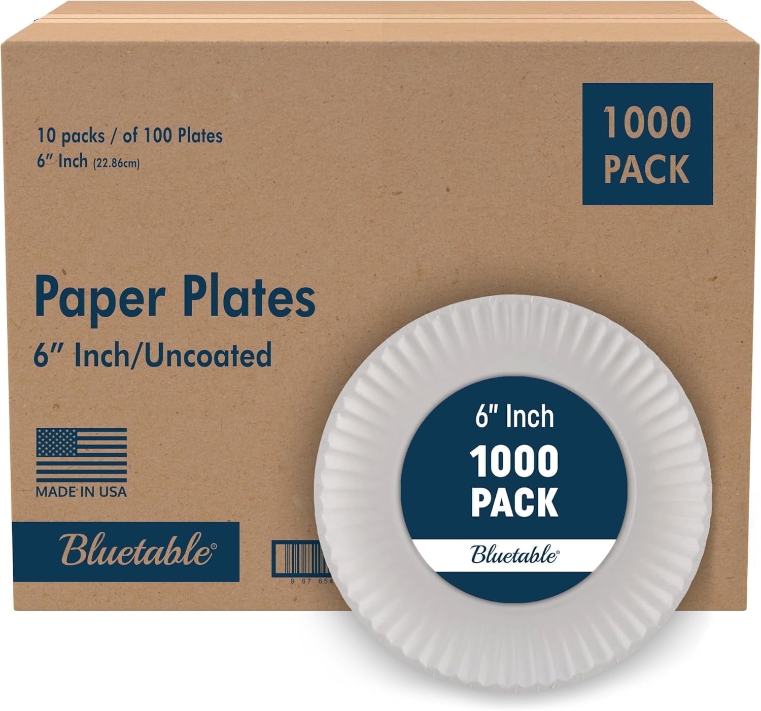 Bluetable, Paper Plates, 6 Inch, 1000 Count, White Uncoated - Walmart.com
