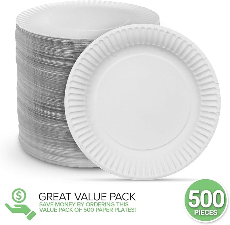 6-Inch Paper Plates Uncoated, Everyday Disposable Dessert Plates 6 ...
