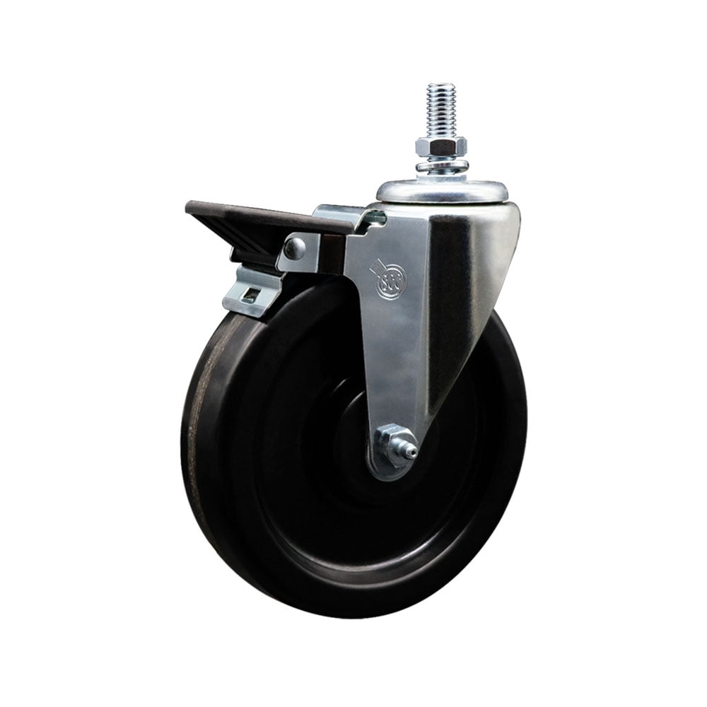 6 Inch Phenolic ½ Inch Threaded Stem Caster with Brake - Walmart.com