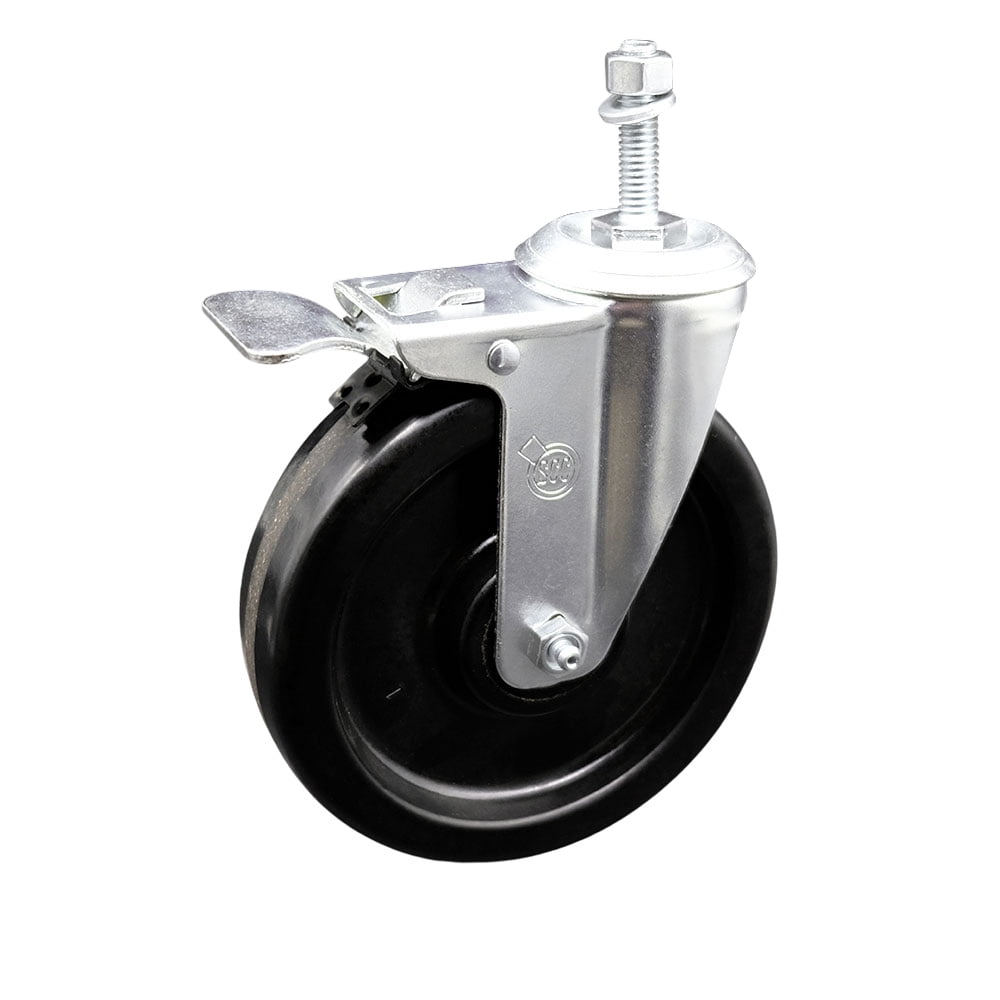 6 Inch Phenolic Swivel 10mm Threaded Stem Caster with Total Lock Brake ...