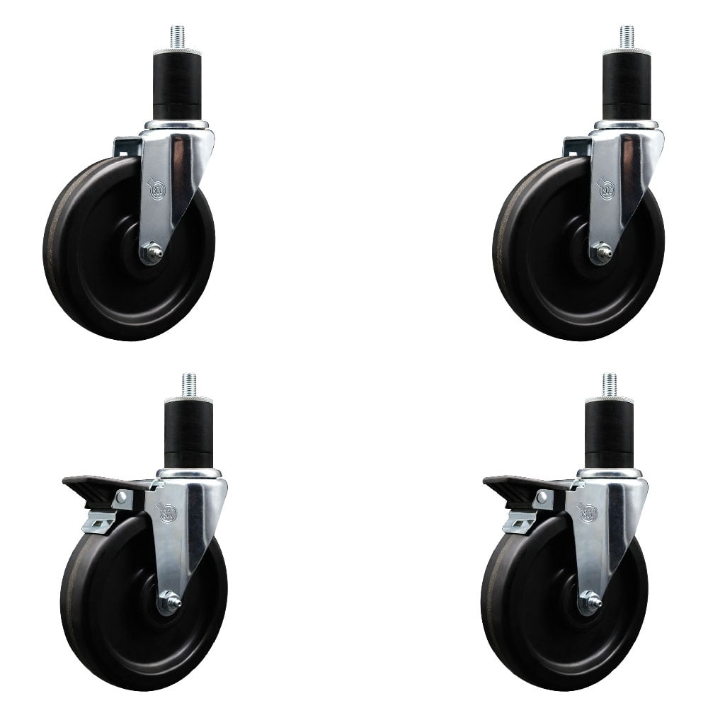 6 Inch Phenolic Wheel Swivel 1-3/4 Inch Expand Stem Caster Set 2 Brakes ...