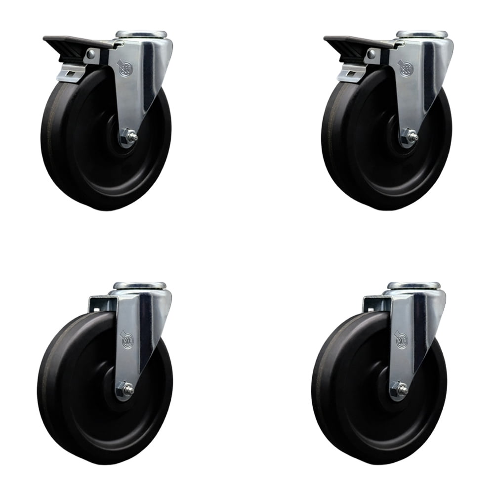 6 Inch Phenolic Wheel Swivel Bolt Hole Caster Set with 2 Posi Lock ...