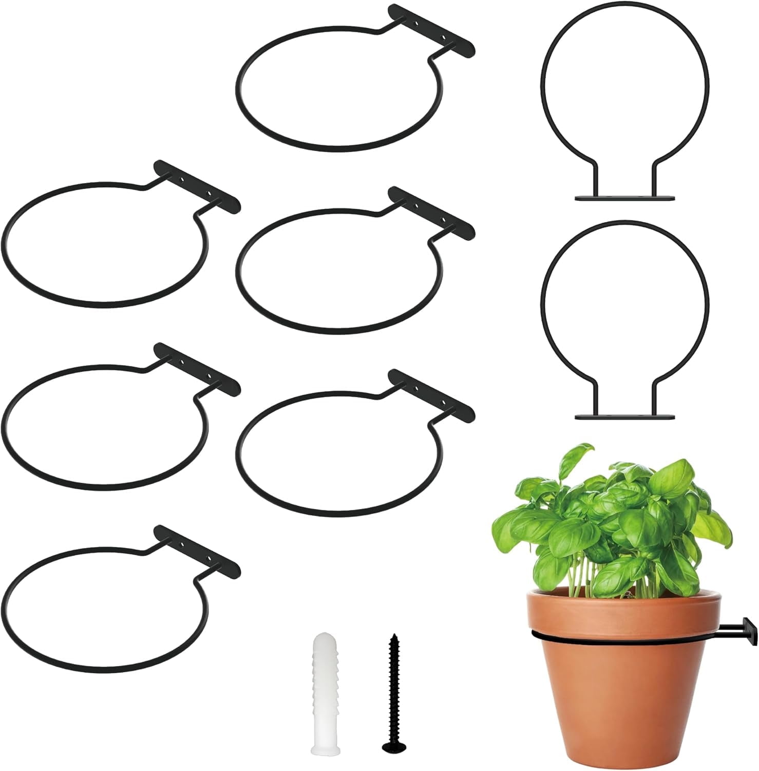 6-Inch Plant Hanger Rings, 8-Pack – Metal Wall Mount Brackets for Pots ...