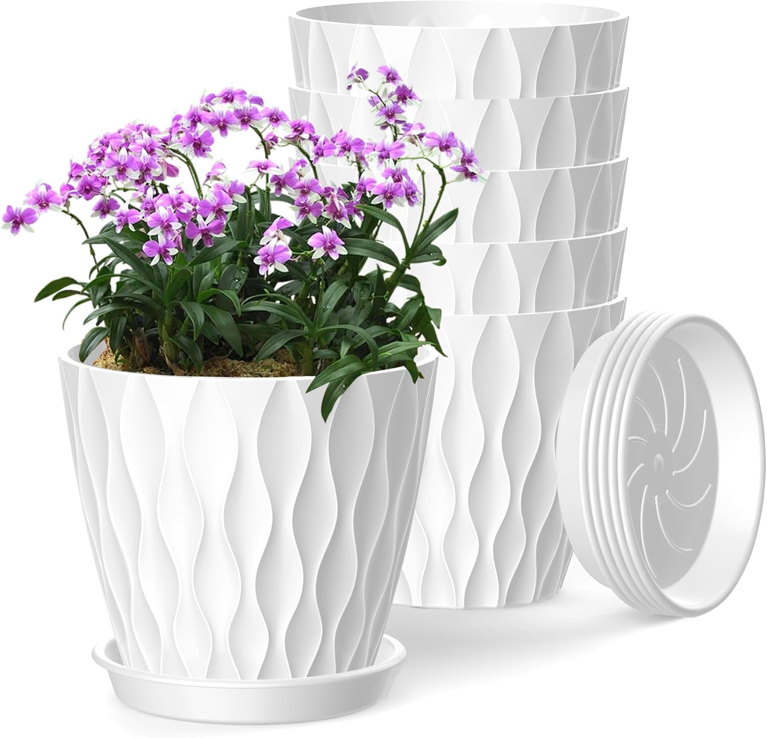 6 Inch Plant Pots, 6 Pack Indoor Flower Pots, Planters with Drainage ...