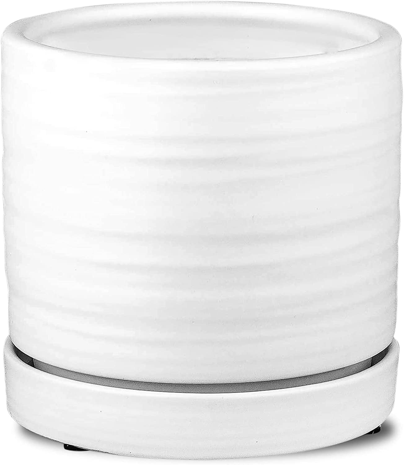 6 Inch Plant Pots, Ceramic Planter Pot with Drainage Hole & Saucer ...