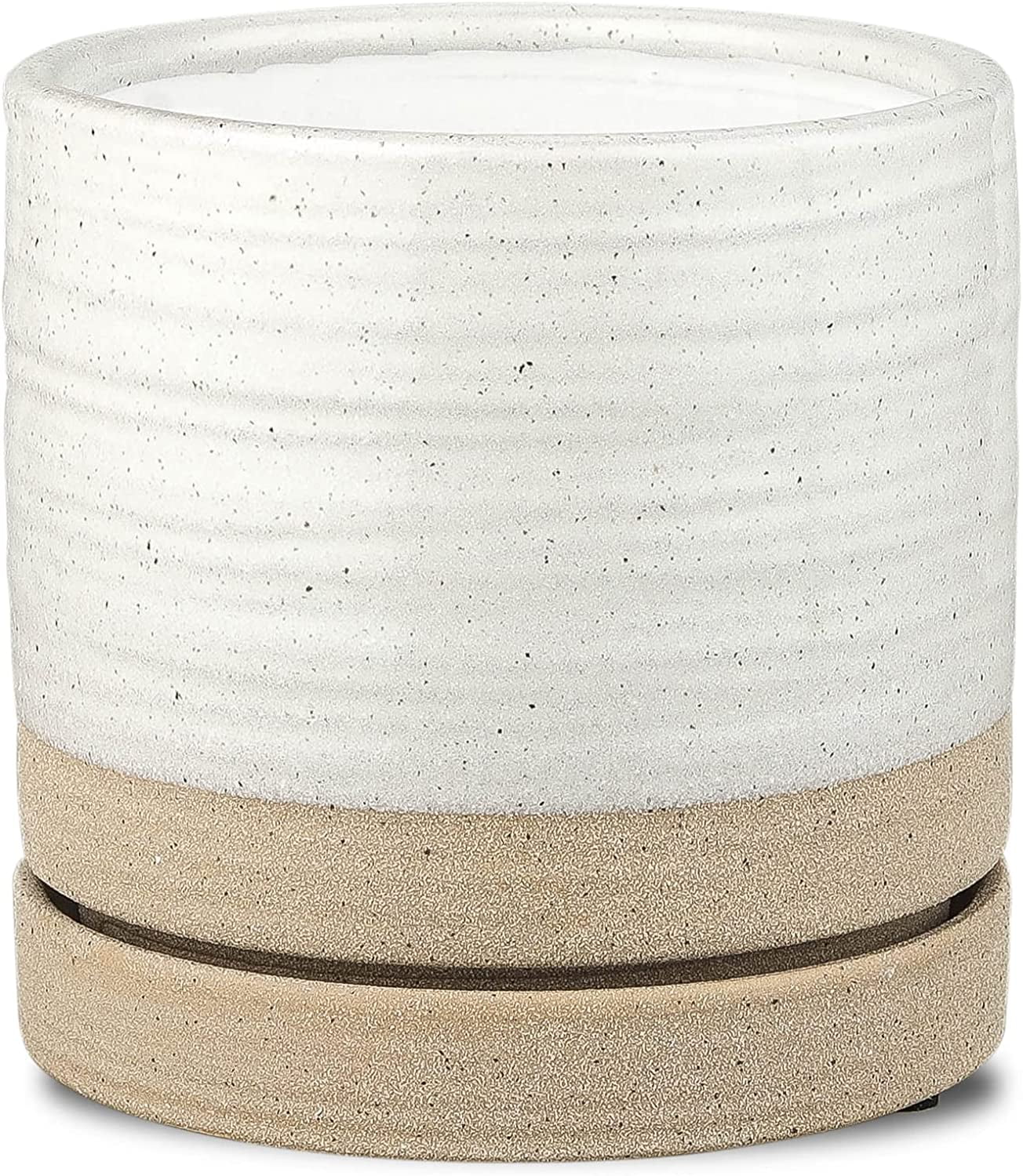 6 Inch Plant Pots, Ceramic Planter Pot with Drainage Hole & Saucer ...