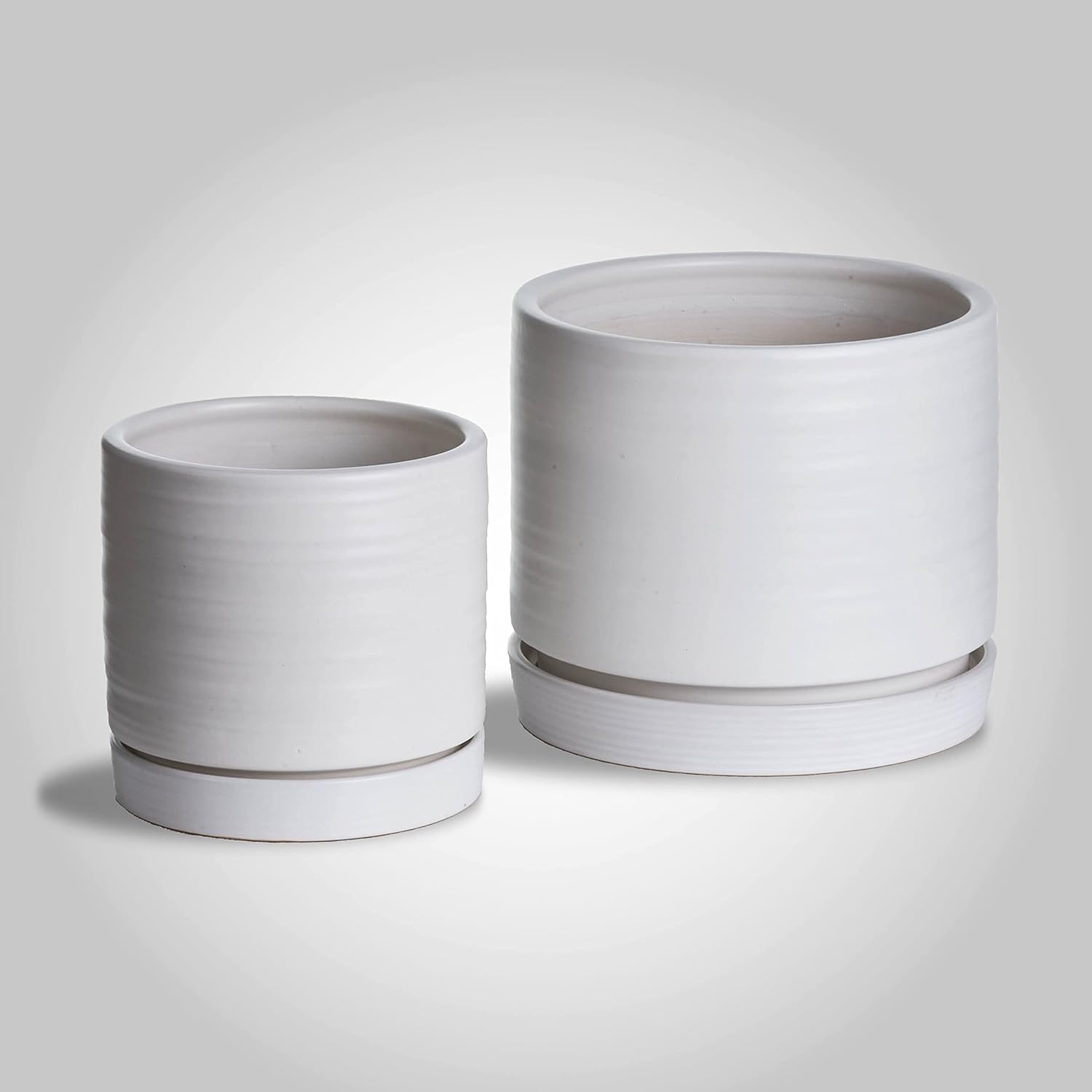 6 Inch Plant Pots, Ceramic Planter Pot with Drainage Hole & Saucer ...