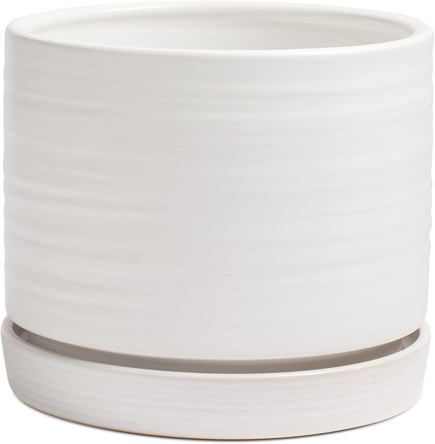 6 Inch Plant Pots, Ceramic Planter Pot with Drainage Hole & Saucer ...
