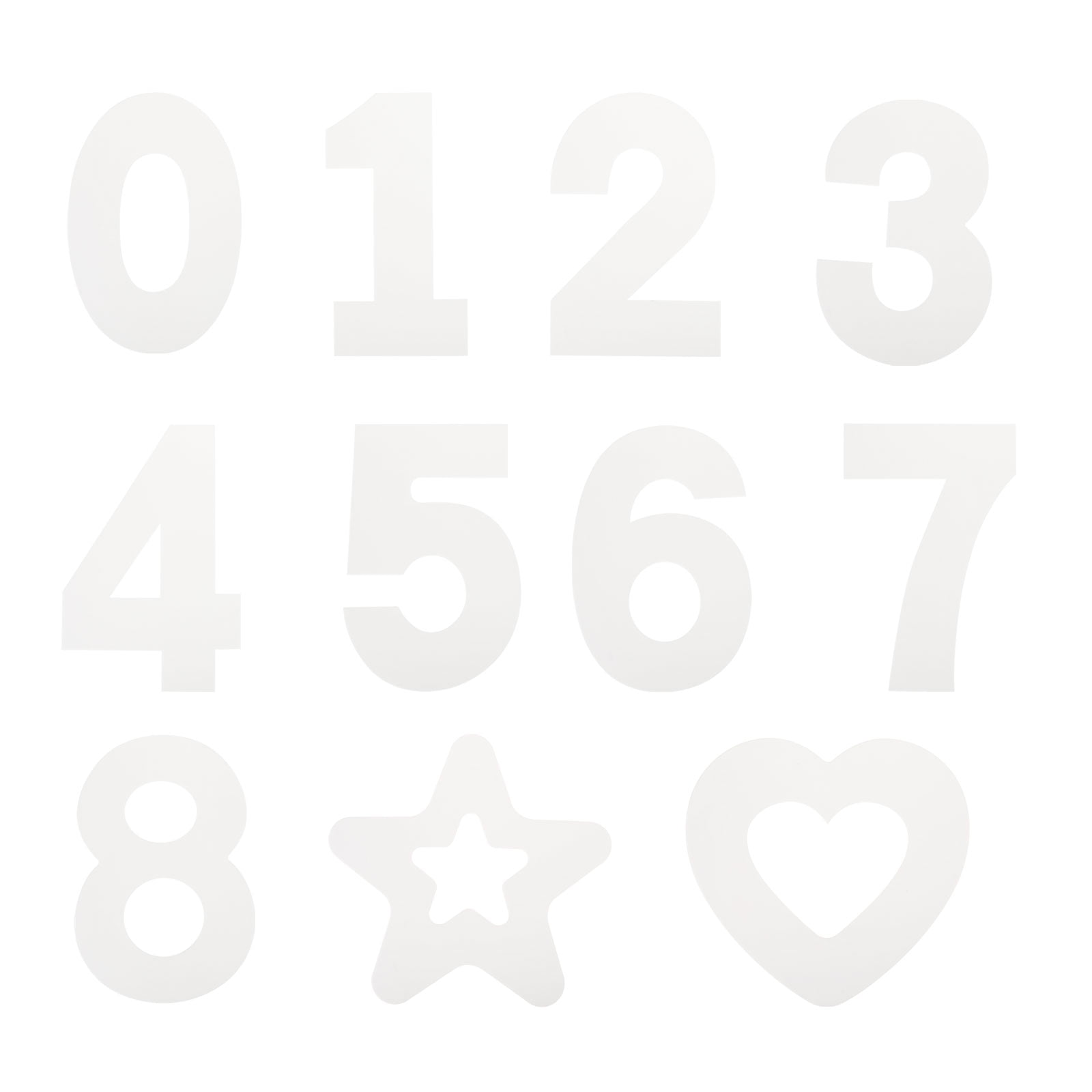 6 Inch Plastic Number Stencils with Star and Heart Digital Templates ...
