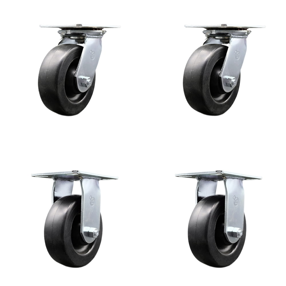 6 Inch Polyolefin Caster Set with Ball Bearing 2 Swivel Lock and 2 ...