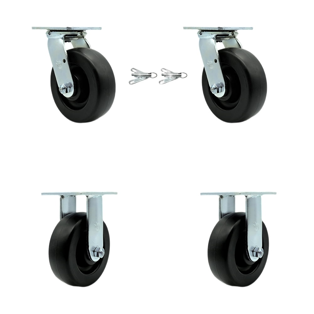 6 Inch Polyolefin Caster Set with Ball Bearings 2 Swivel Lock 2 Rigid ...
