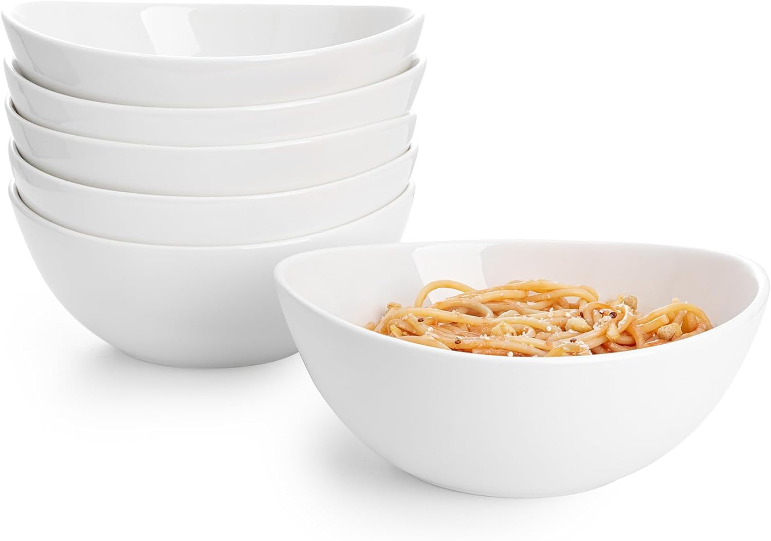 6 Inch Porcelain 18 oz Bowls Set of 6, for Soup | Cereal | Fruits ...