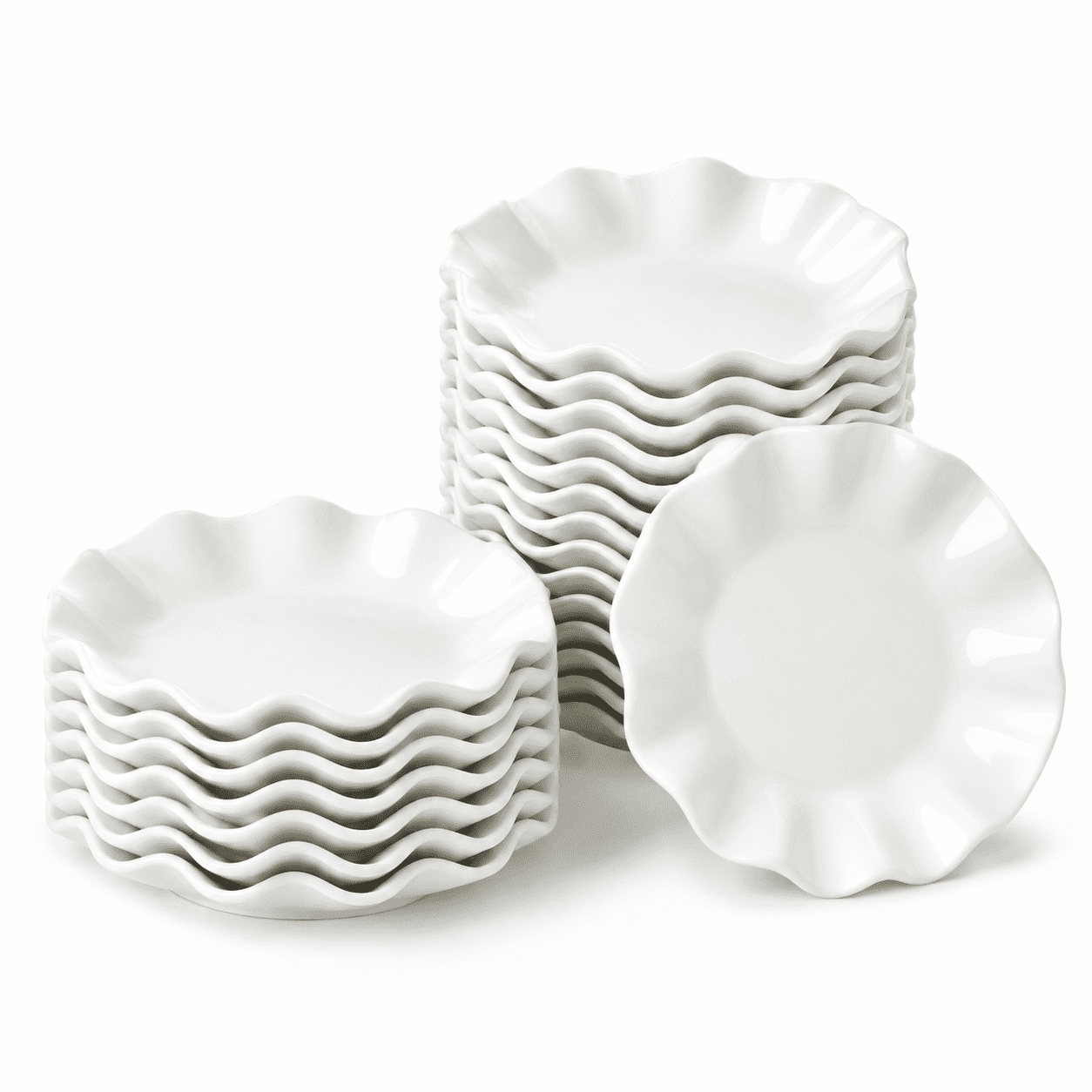 6 Inch Porcelain Appetizer Plates with Wave Edges, Set of 18 - Walmart.com