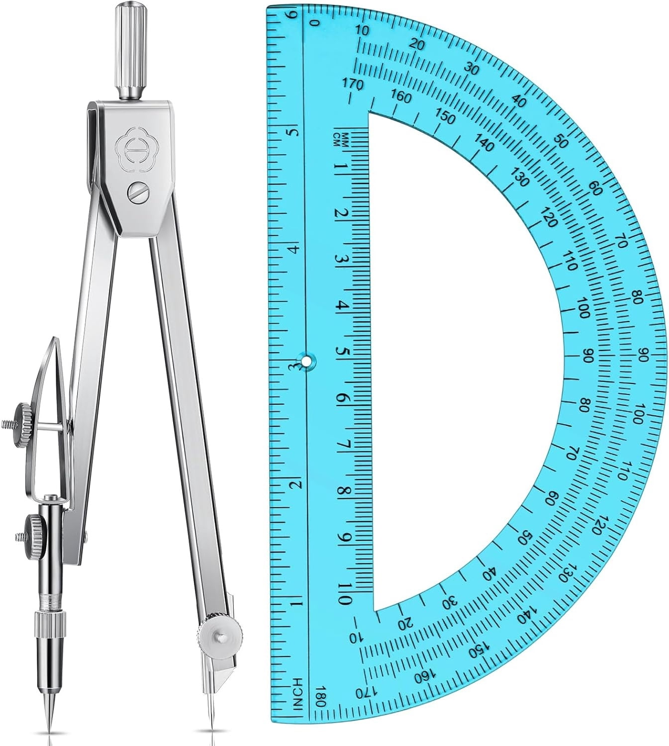 6 Inch Protractor & Drawing Compass Kit Premium Student Geometry Set ...