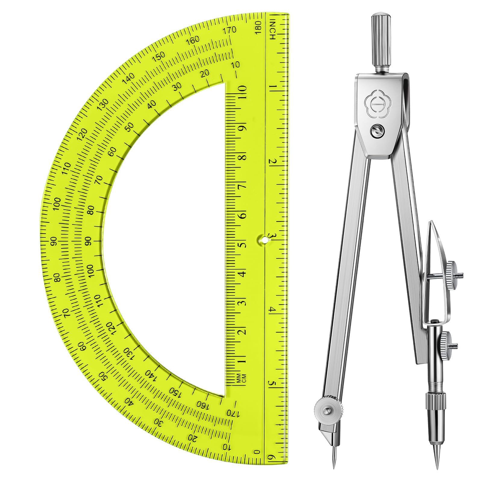 6 Inch Protractor & Drawing Compass Kit Premium Student Geometry Set ...