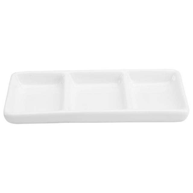 6 Inch Pure White Ceramic 3-Compartment Appetizer Serving Tray ...