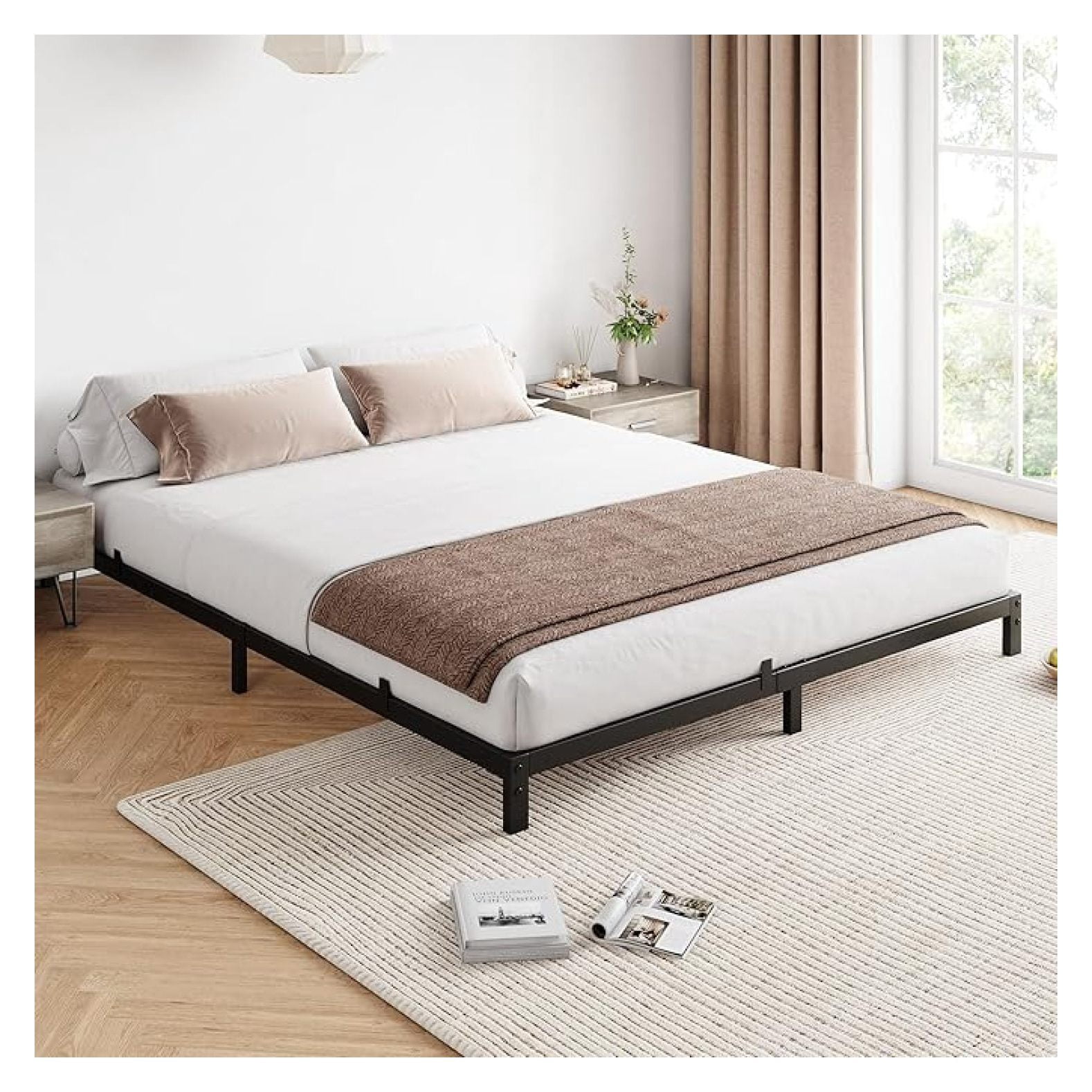 6 Inch Queen Bed Frame, Metal Platform Bed Frame with 6 Non-Slip ...