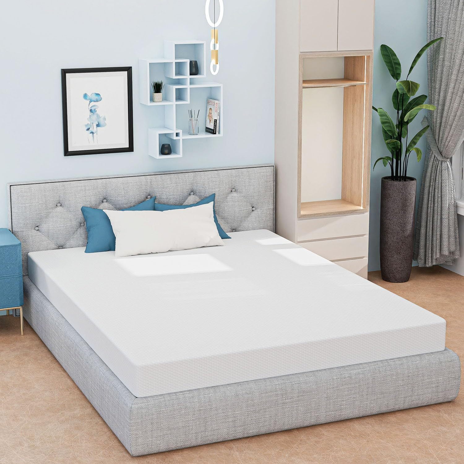 6 Inch Queen Mattress, Gel Memory Foam Queen Size Mattress, Pressure ...