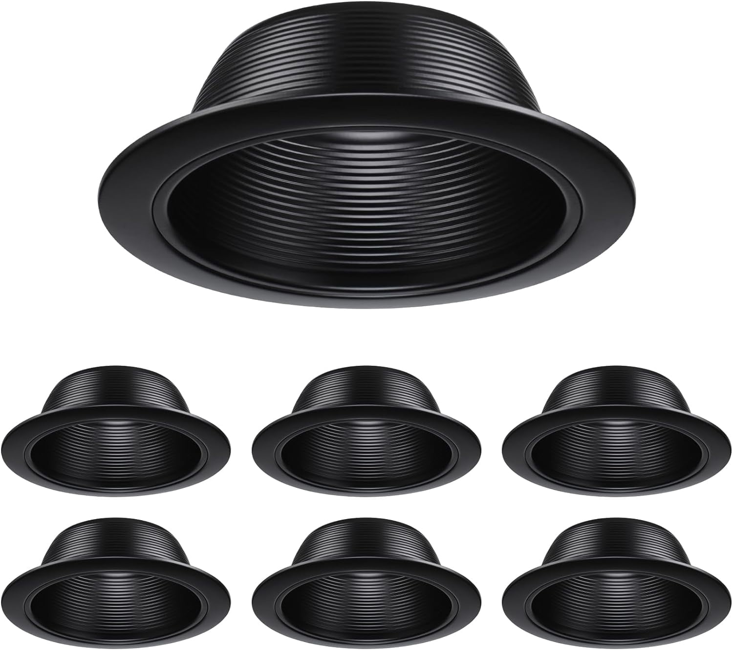 6 Inch Recessed Light Black Baffle Trim with Detachable Ring, Full ...
