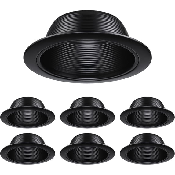 6 Inch Recessed Light Black Baffle Trim with Detachable Ring, Full ...