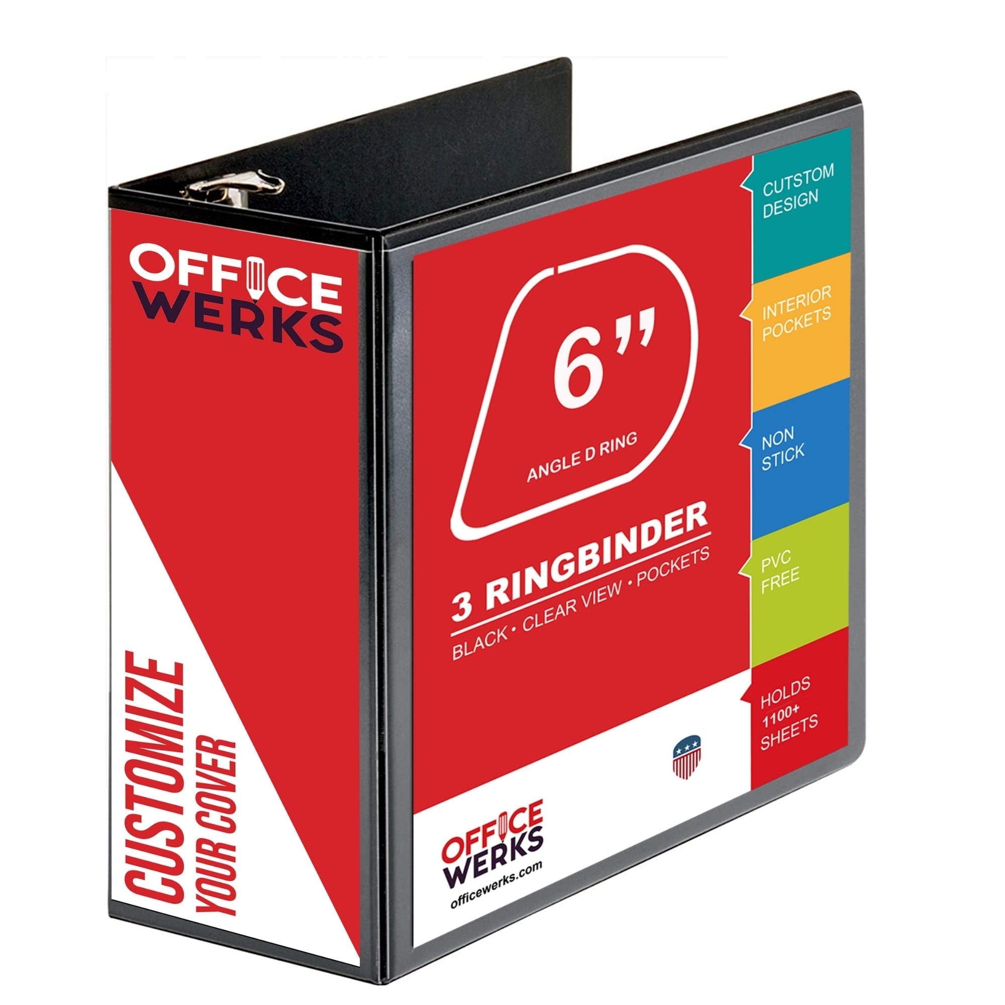 6 Inch Ring Binder With Slant D-Rings, Black, Clear View, Pockets ...