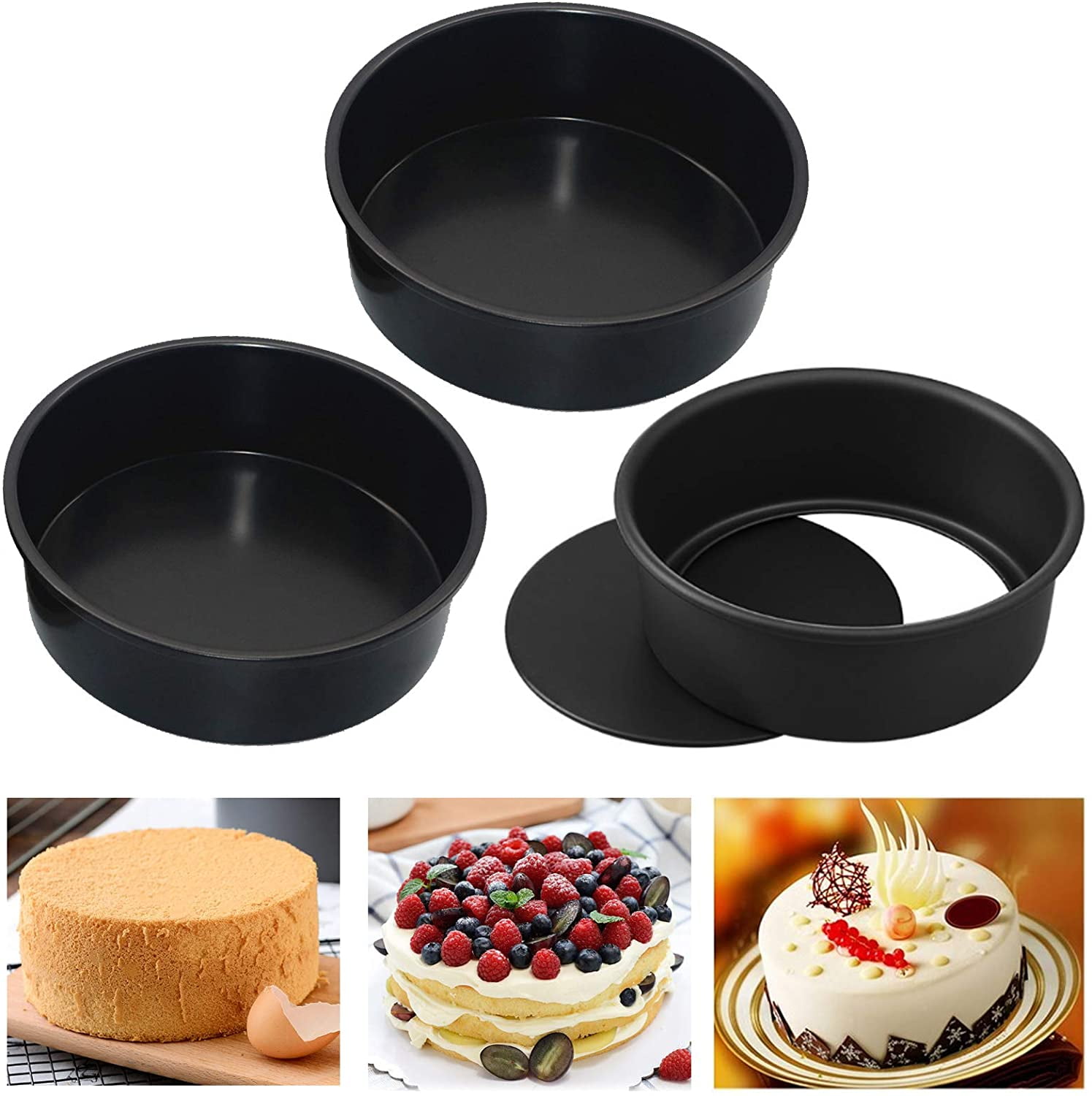 6 Inch Round Cake Pan, Removable Bottom Cheesecake Pans, Carbon Steel ...