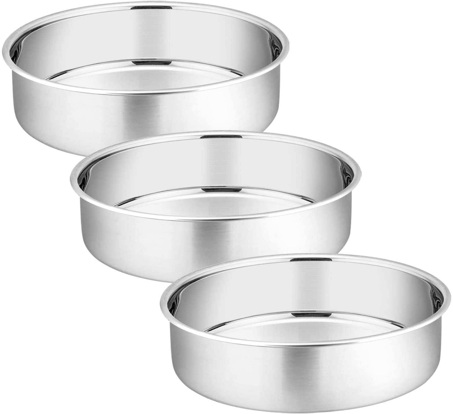 6 Inch Round Cake Pan Set of 3, Stainless Steel Round Baking Layer Pans ...