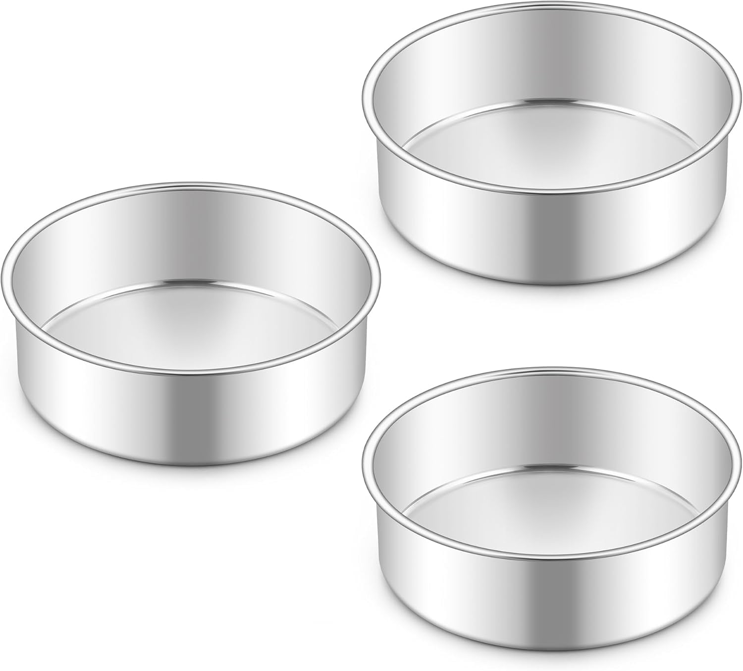 6 Inch Round Cake Pan Set, Stainless Steel Small Baking Pans 3 Pack for ...