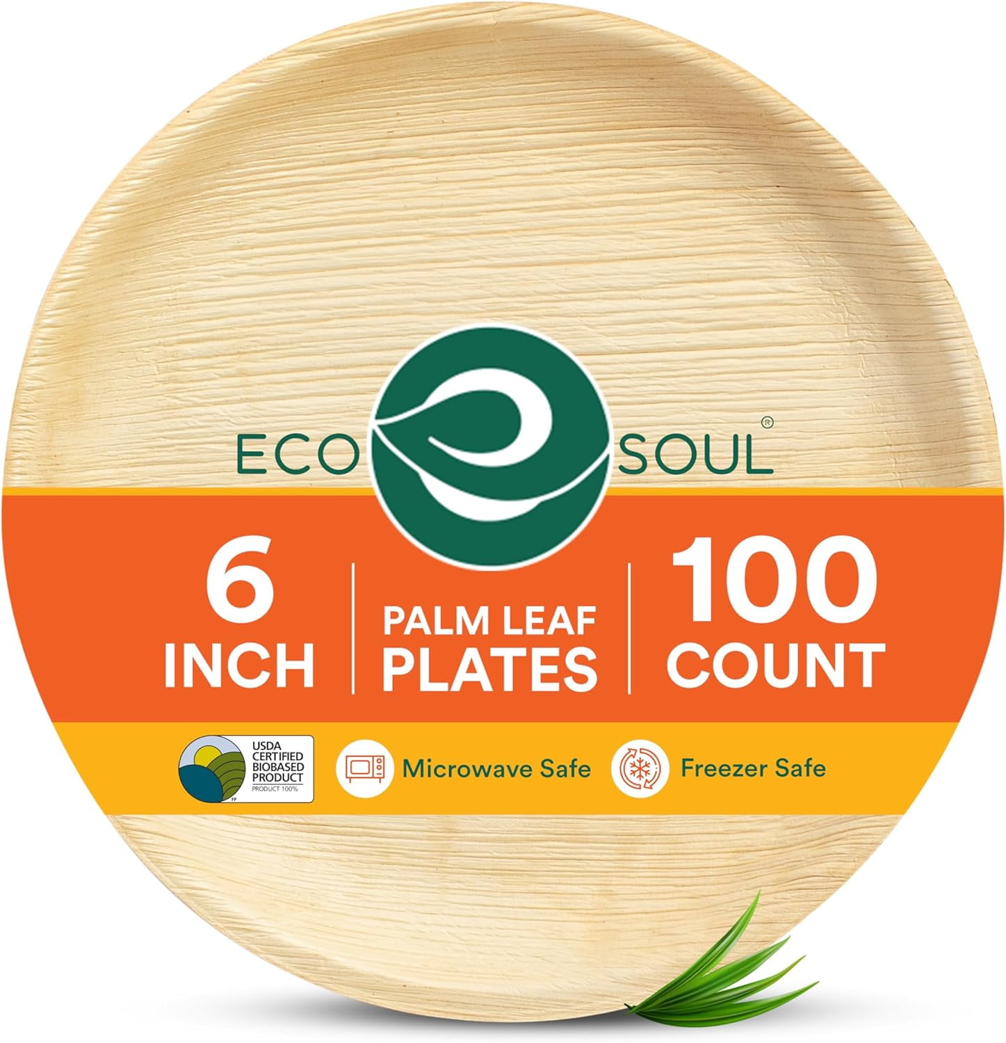 6 Inch Round Palm Leaf Plates - 100 Count, Disposable, Eco-Friendly ...
