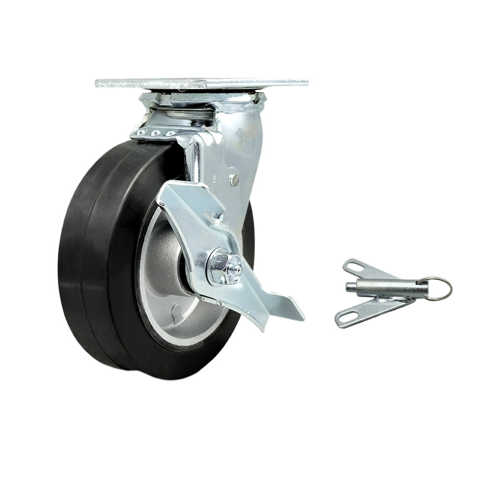 6 Inch Rubber on Aluminum Caster with Ball Bearing and Brake/Swivel ...