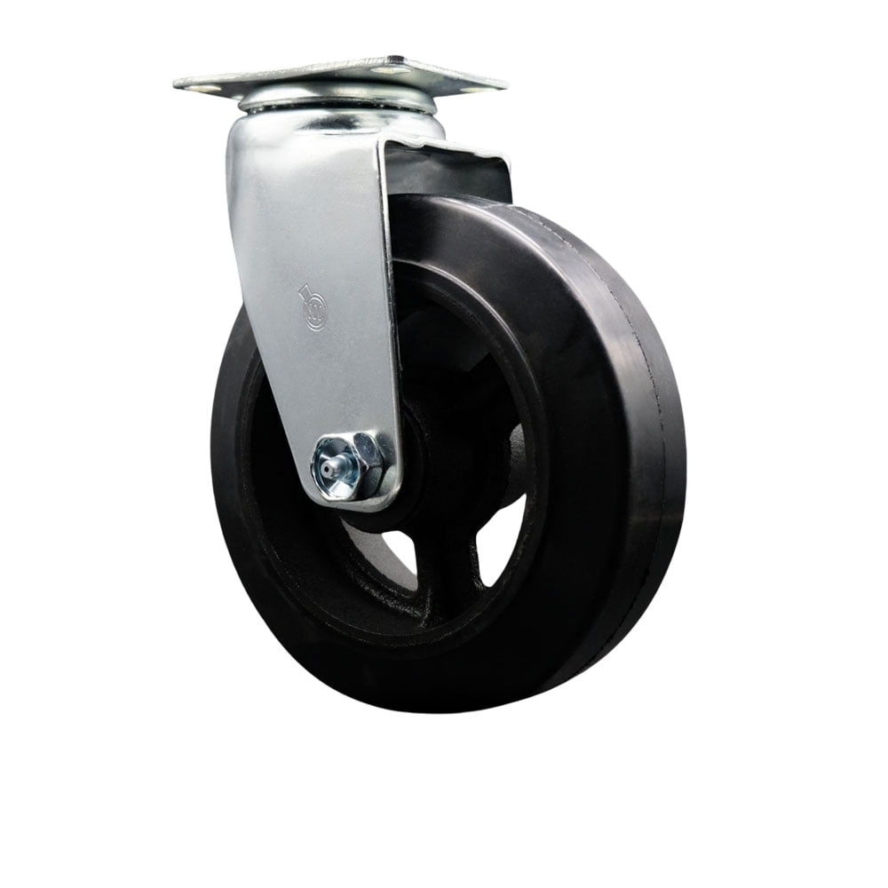 6 Inch Rubber on Cast Iron Wheel Swivel Caster with Ball Bearing SCC ...