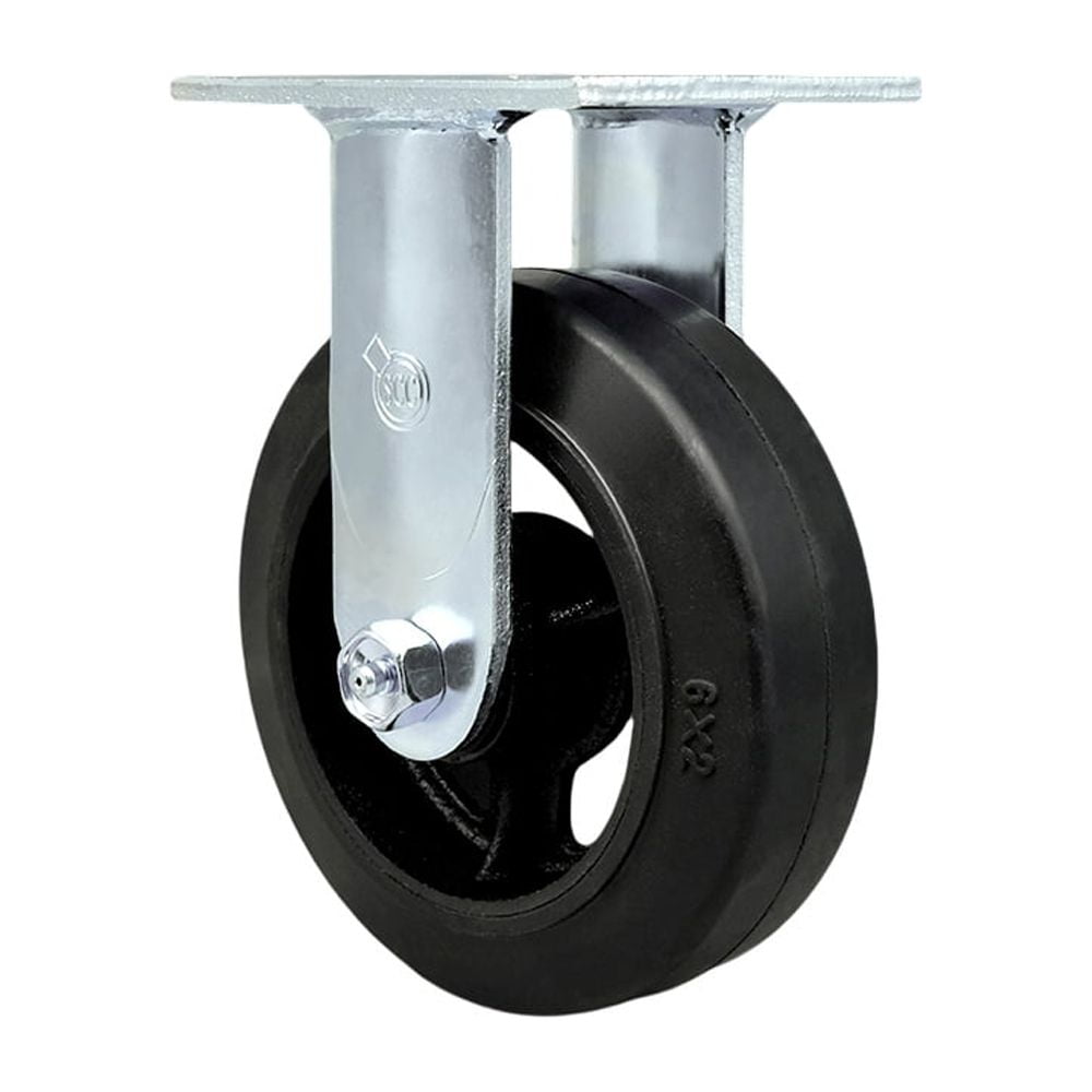 6 Inch Rubber on Steel Wheel Rigid Caster with Ball Bearing Service ...