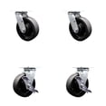 6 Inch SS Glass Filled Nylon Caster Set with Roll Bearings 2 Swivel ...