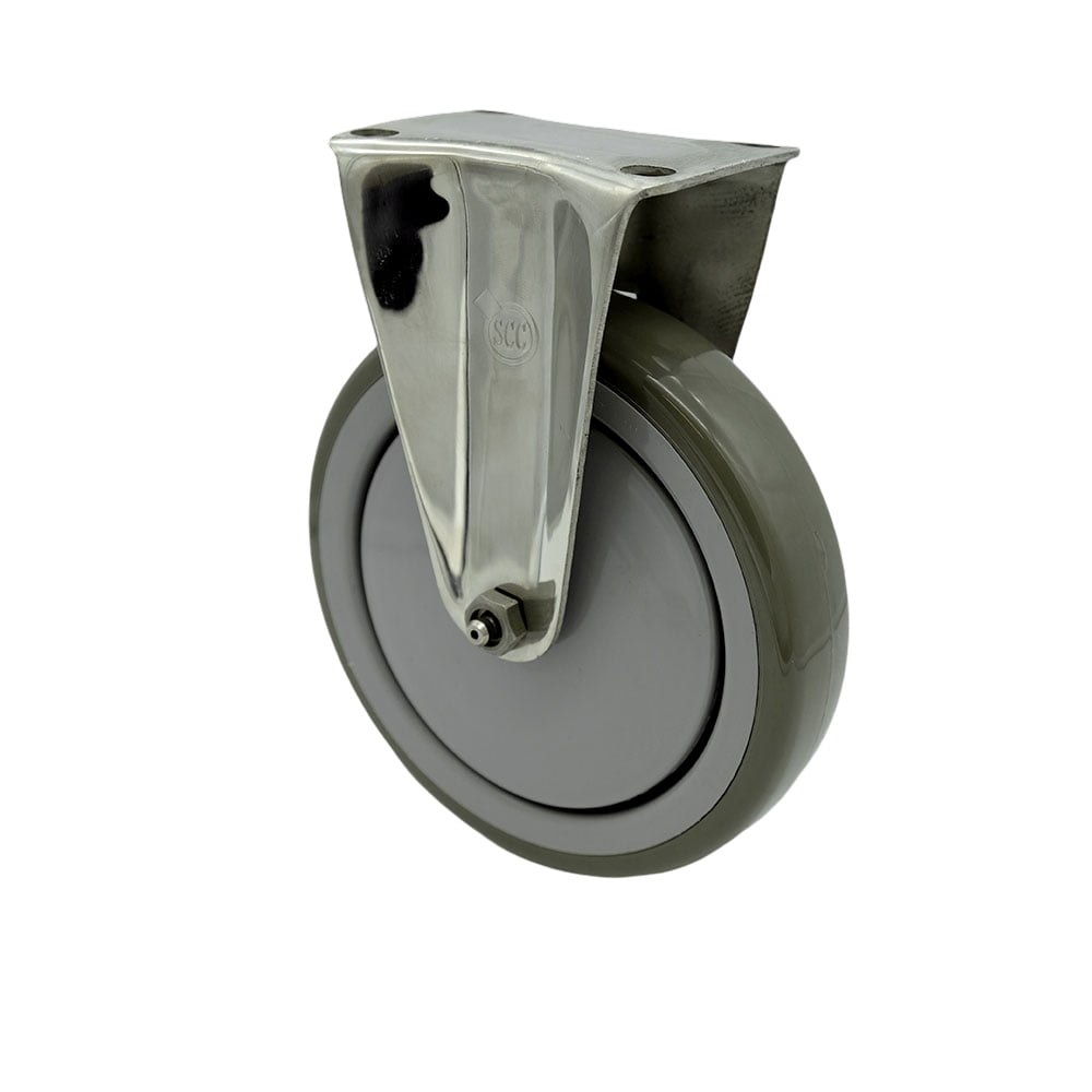 6 Inch SS Gray Polyurethane Wheel Rigid Top Plate Caster Service Caster ...