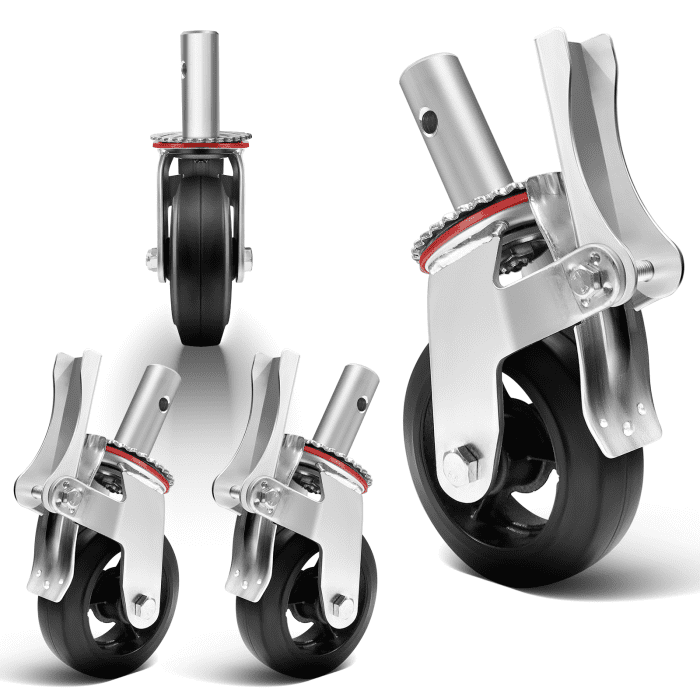 6 Inch Scaffold Caster, 1100LBS/Wheel Dual Lock, Swivel Casters with ...