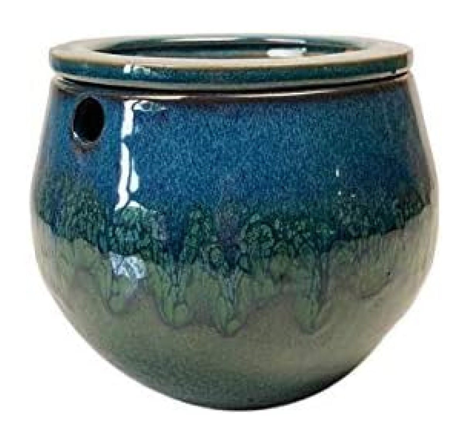 6 Inch Self Watering Plant Pot - Teal Ocean Ceramic Flower Pot - Indoor ...