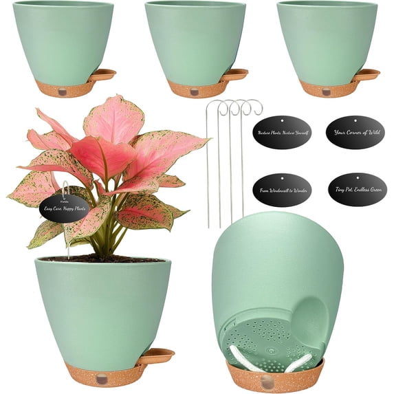 6 Inch Self Watering Planters for Indoor Plants, 5-Pack Small Plastic ...