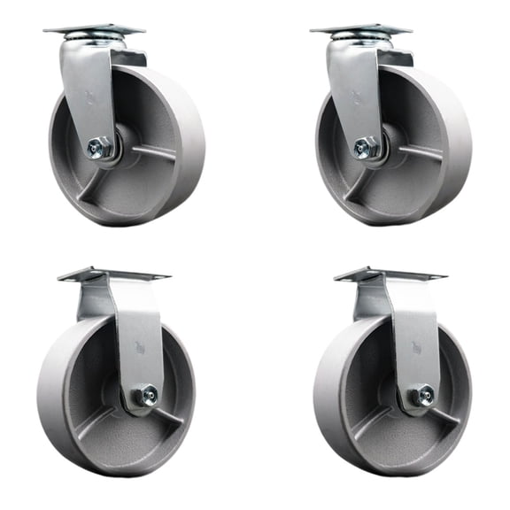 4 Inch Semi Steel Cast Iron Caster Set with Ball Bearings 2 Swivel 2 ...