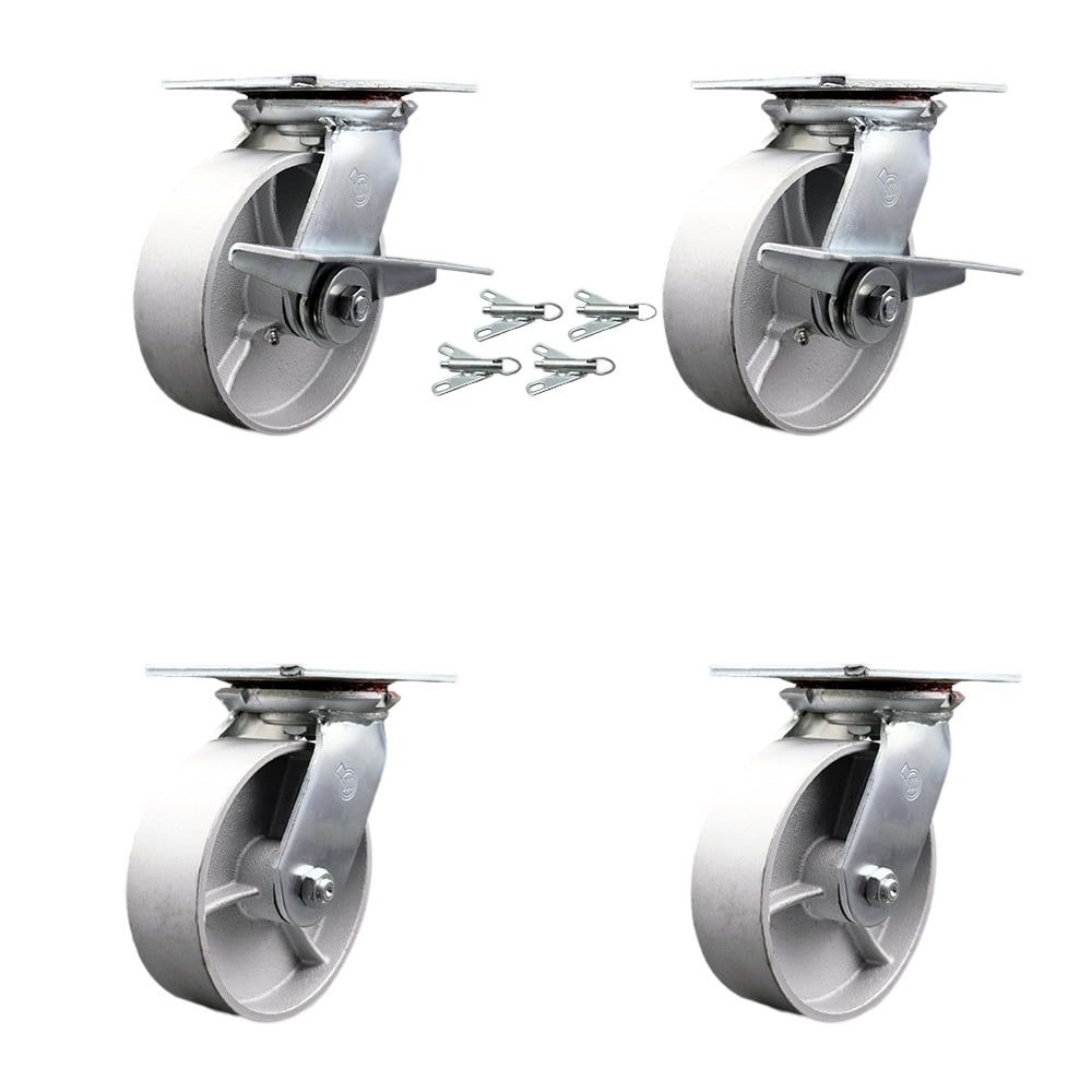 6 Inch Semi Steel Caster Set with Ball Bearing 4 Swivel Lock and 2 ...