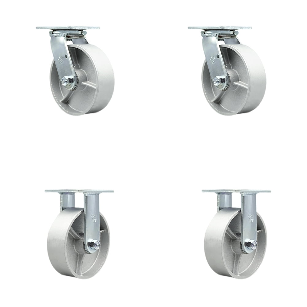 6 Inch Semi Steel Caster Set with Roller Bearings 2 Swivel Lock 2 Rigid ...