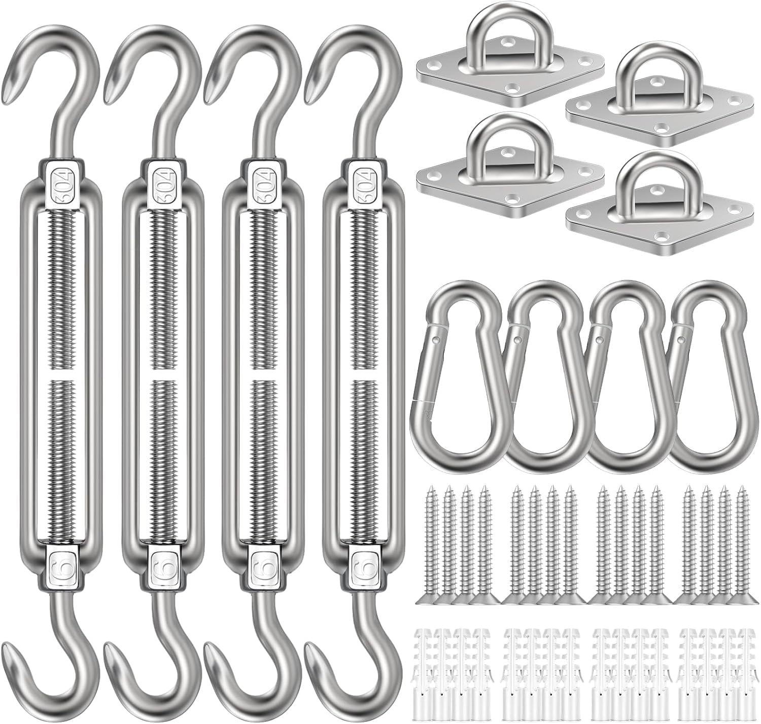 6 Inch Shade Sail Hardware Kit for Triangle Rectangle Installation, 304 ...