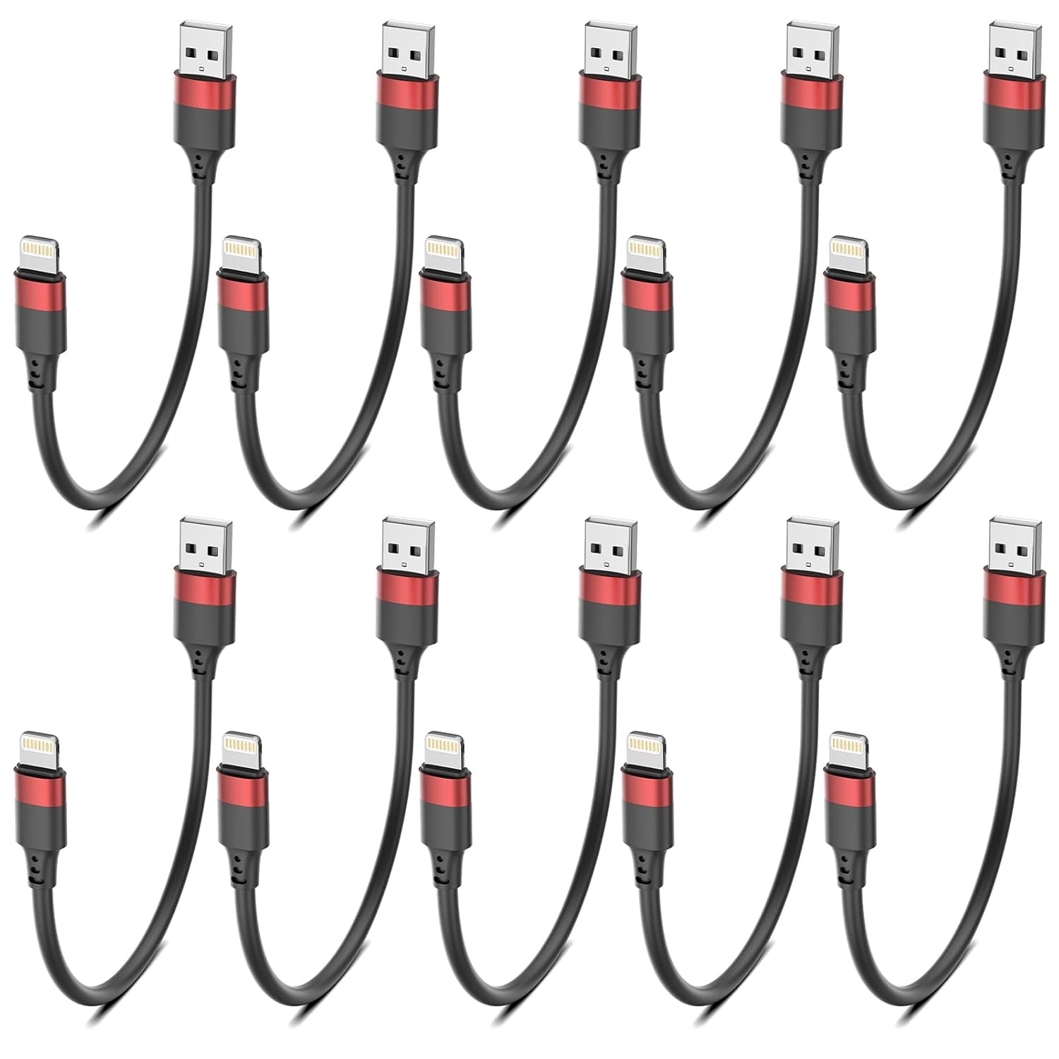 6 Inch Short iPhone Charging Cable Bulk 10Pack, MFi Certified USB to ...